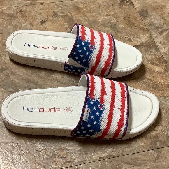 Hey Dude | Shoes | Hey Dude Red White Blue Slides | Poshmark